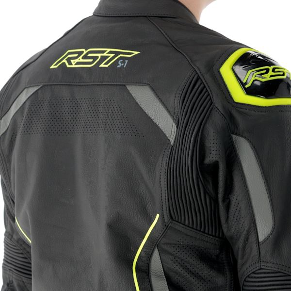 RST S1 CE Leather Jacket - Black / Grey / Fluo Yellow - FREE UK DELIVERY