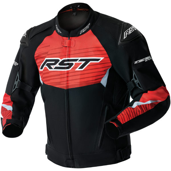 RST Tractech Evo D3O Textile Jacket - Black / Flo Red - FREE UK DELIVERY