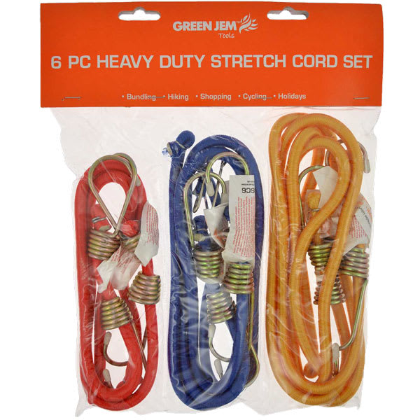 Green Jem Six Piece Heavy Duty Bungee Set - SPORTSBIKESHOP