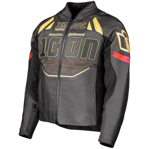 Icon Contra3 Perforated Leather Jacket - Rizz Rizz Black - FREE UK DELIVERY