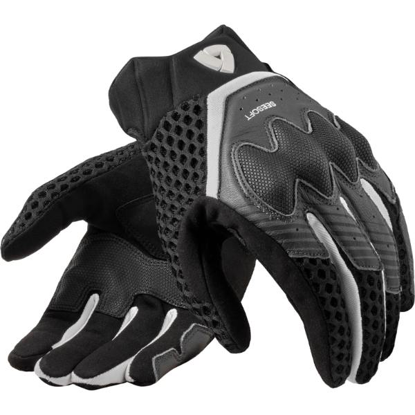 Rev'it Veloz Leather Gloves - Black / White - FREE UK DELIVERY