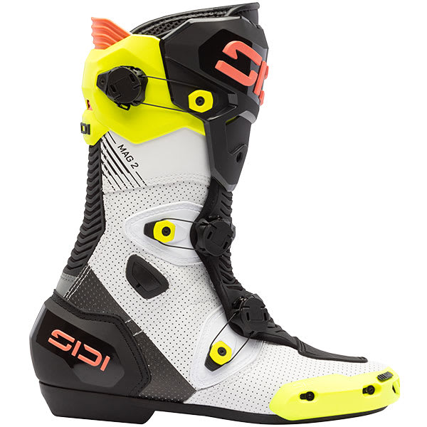 Sidi Mag-2 Air CE Boots - Fluo Yellow / Fluo Coral - FREE UK DELIVERY