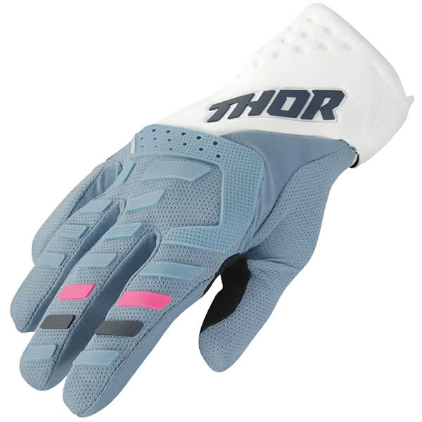 Thor Ladies Spectrum Textile Gloves - Blue / White - SPORTSBIKESHOP