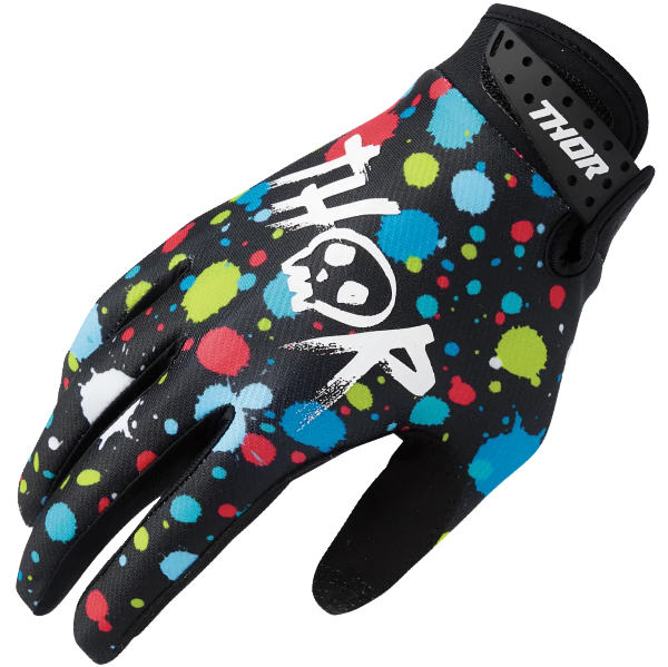 Thor Youth Launchmode Textile Gloves - Splat Black - SPORTSBIKESHOP