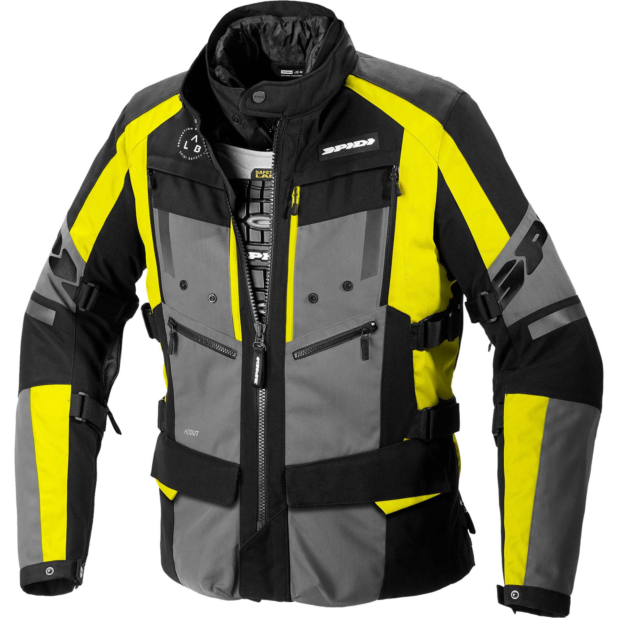 Spidi 4 Season Evo H2Out Textile Jacket - Black / Grey / Fluo Yellow ...
