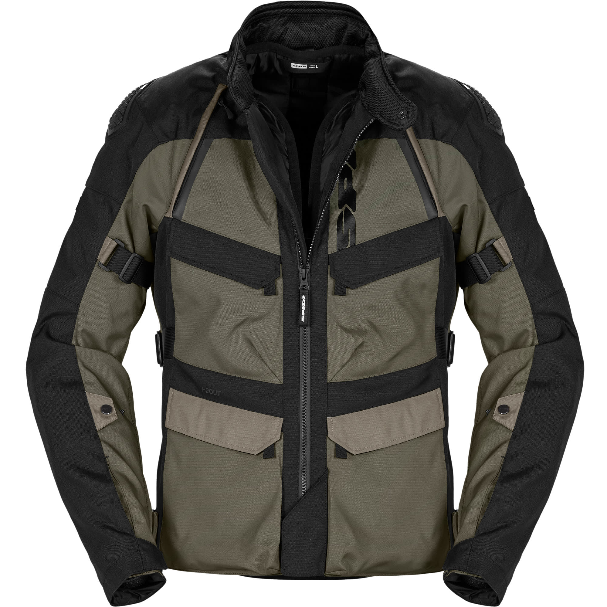 Spidi RW H2Out Textile Jacket - Black / Military Green - FREE UK DELIVERY